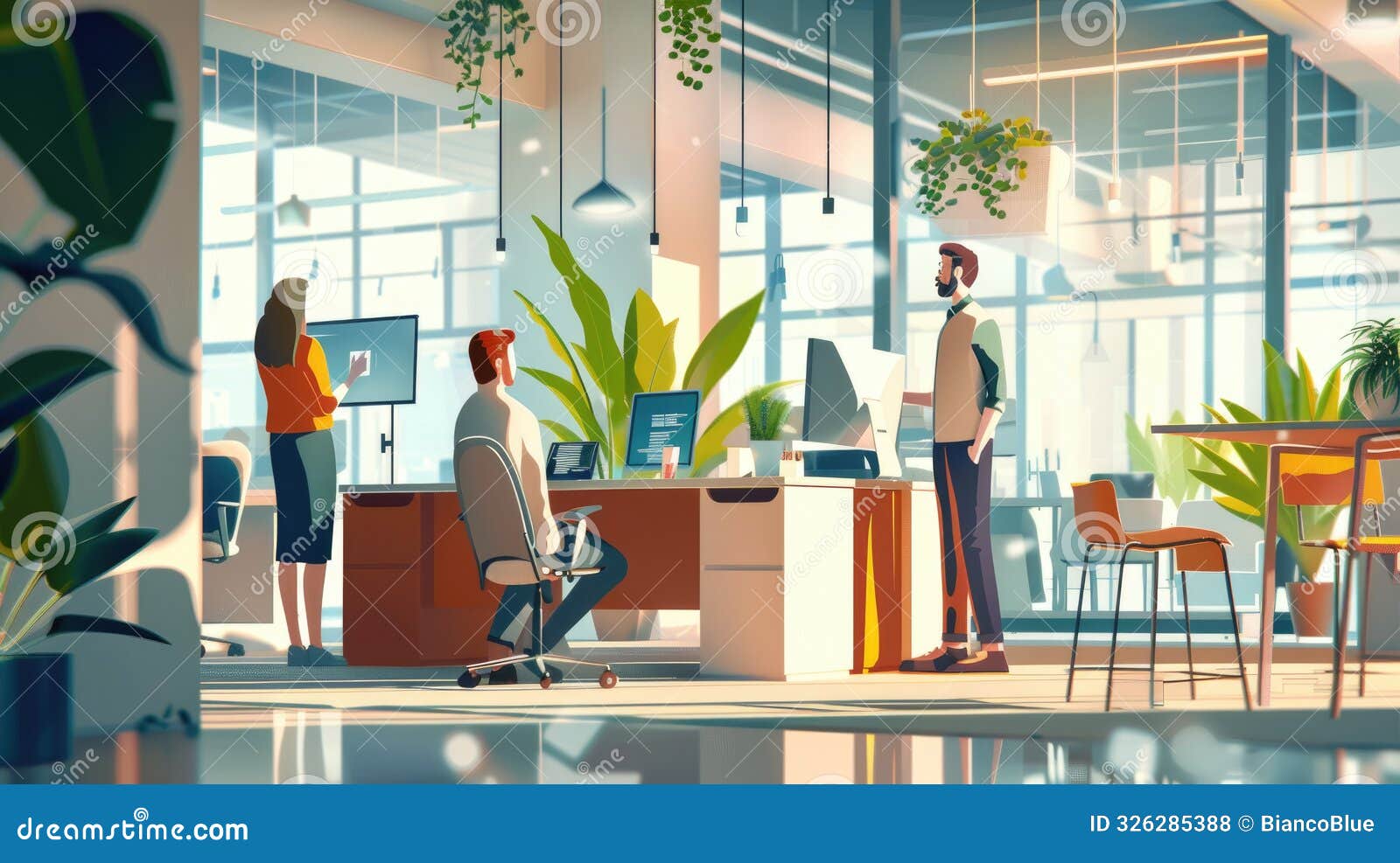 Humans and AI Collaborating in Modern Office Space AIG60 Stock Photo ...