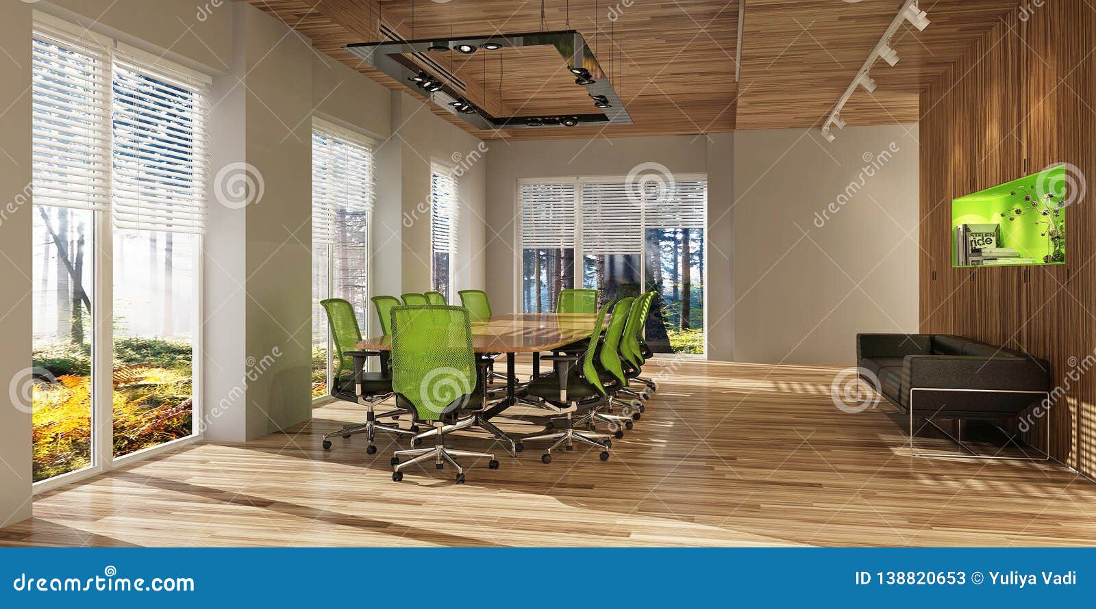 Modern Computer Office Open Space Interior. 3d Rendering Stock ...