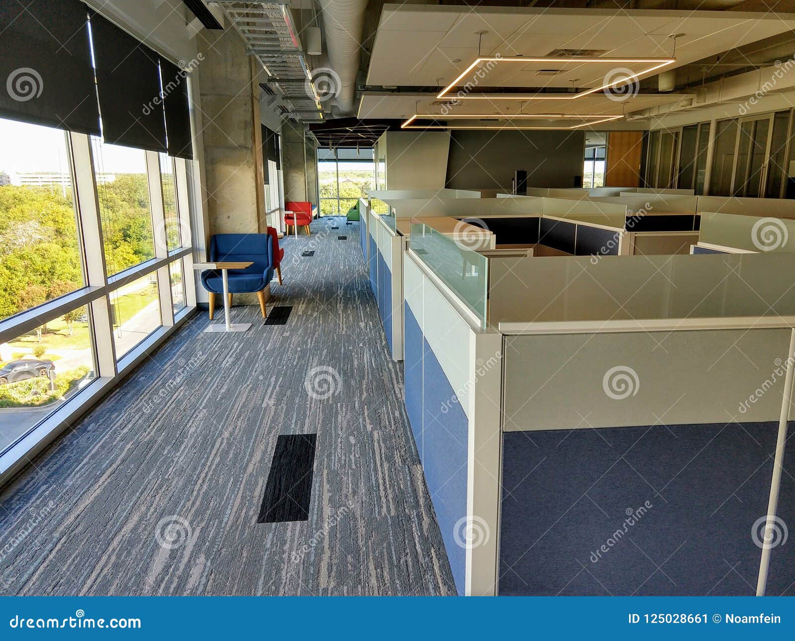 Modern and Empty Office Space with Furnished Cubicles Ready To Be ...