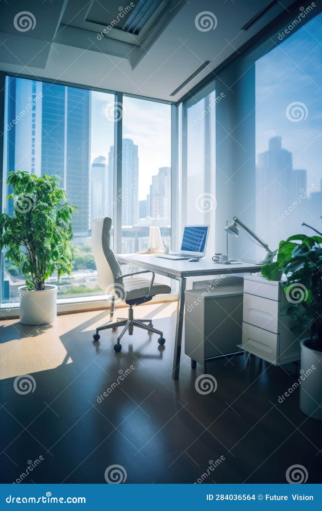 Modern Office Space with Large Window, Created Using Generative Ai ...