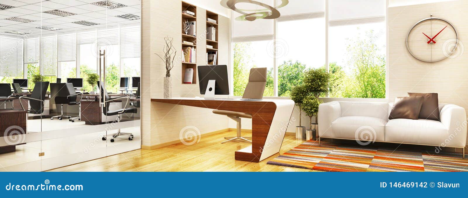 Modern Office Space with a Manager`s Room and a Large Open Space for ...