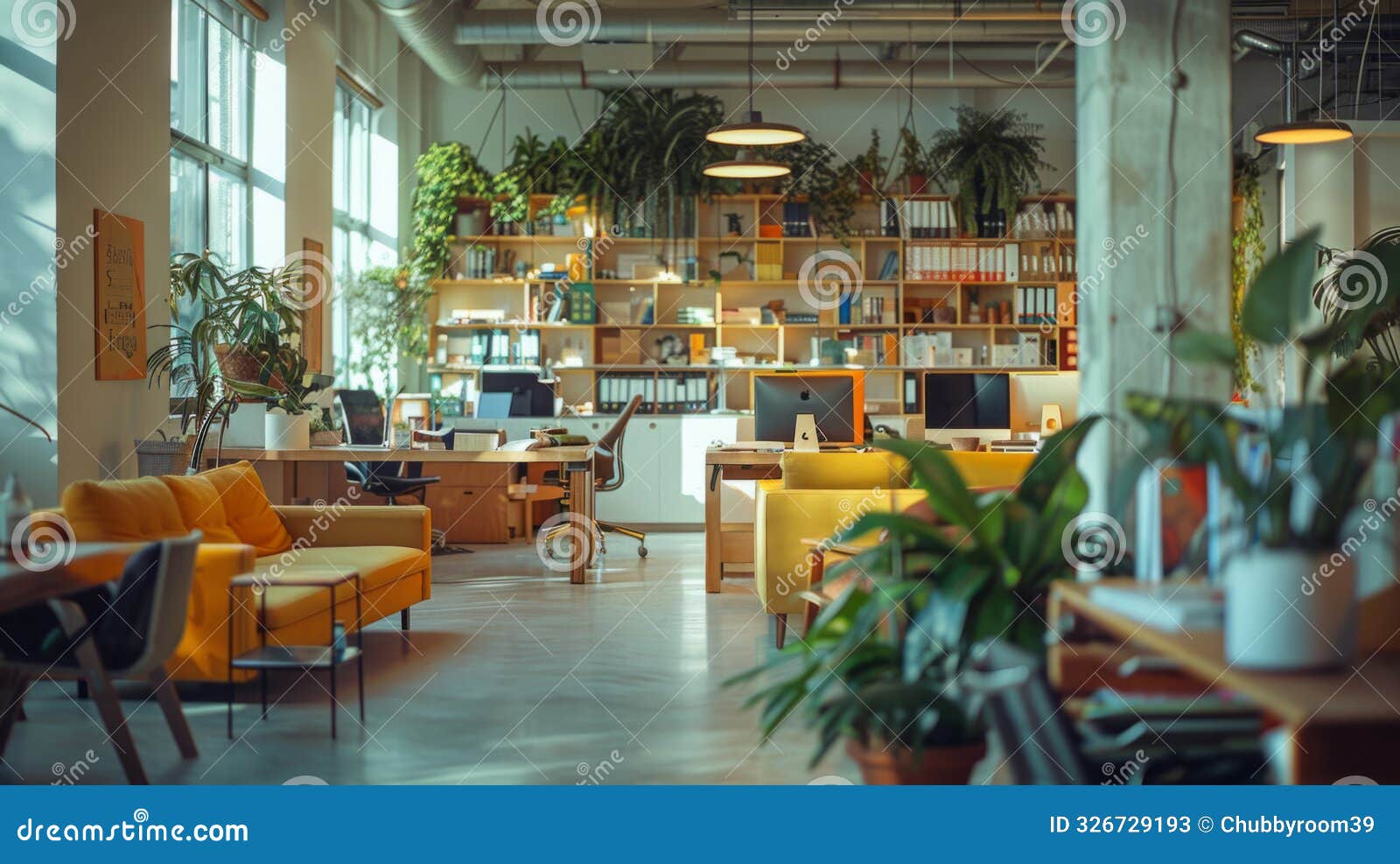 Modern Office Space with an Open Floor Plan Featuring Individual ...