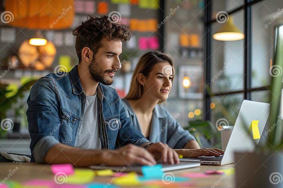 In a Modern Office Space Teeming with Technology and Creative ...