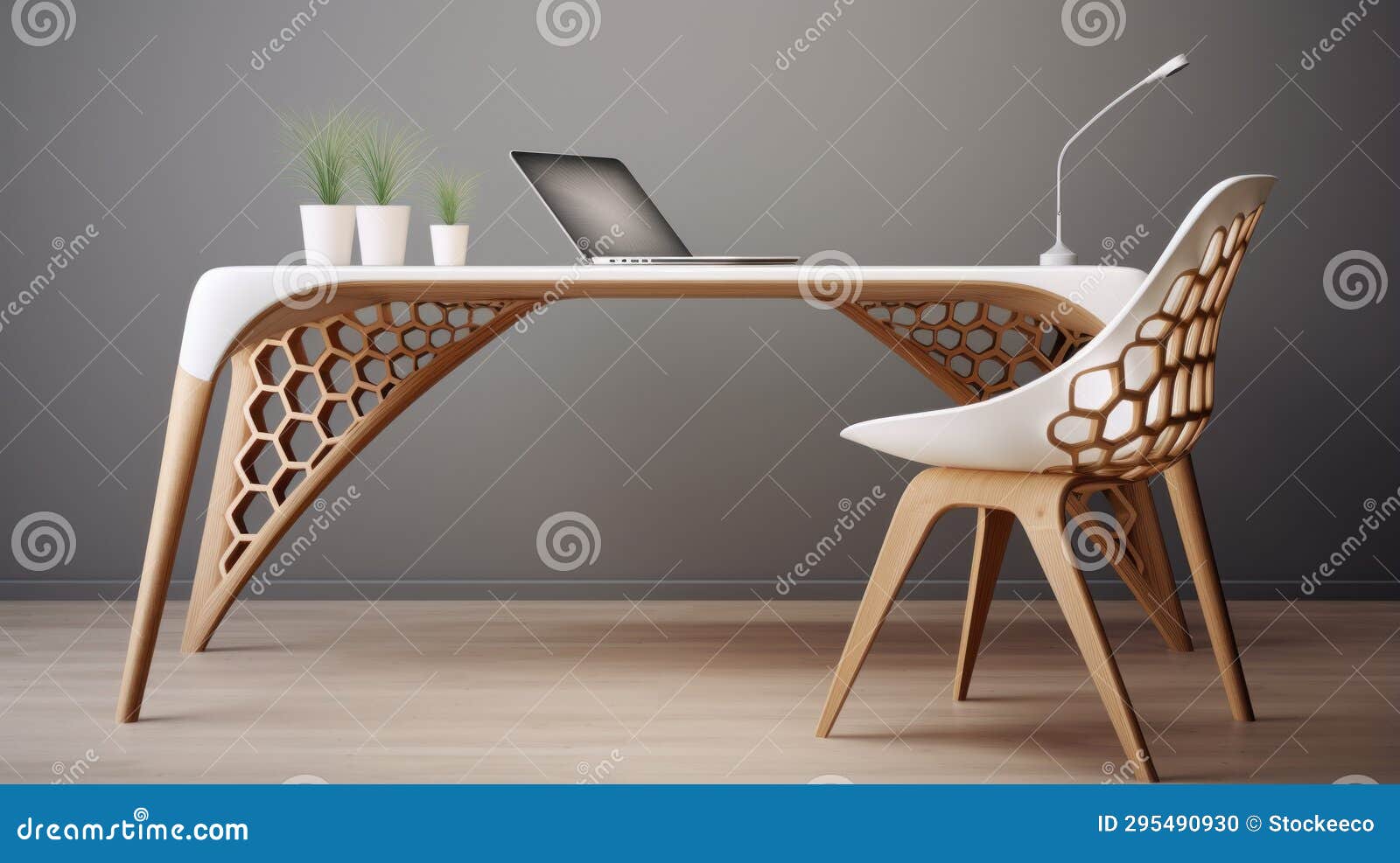 Modern Office Table with Beehive-inspired Legs and Intricate Woodwork ...