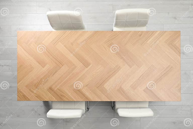 Office Table with Chairs, Top View Stock Photo - Image of object, room ...