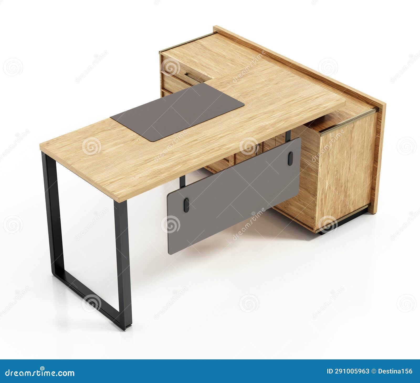 Modern Office Table Isolated on White Background. 3D Illustration Stock ...