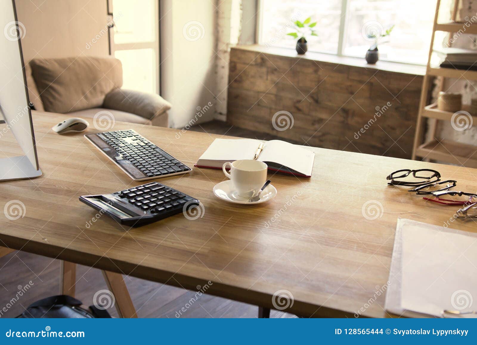 Modern Office Table Set Up. Stock Photo - Image of interior, space ...