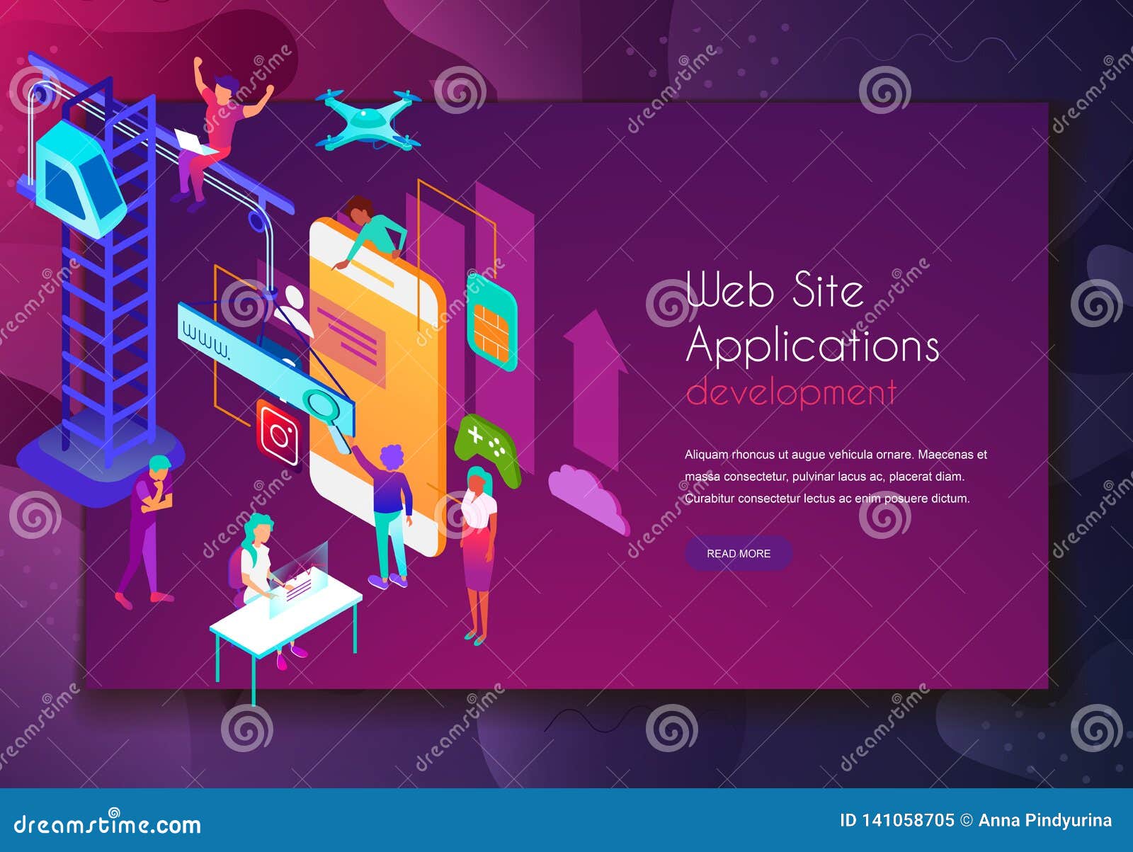 Modern Office of Team Creating New Interface Design Stock Vector ...