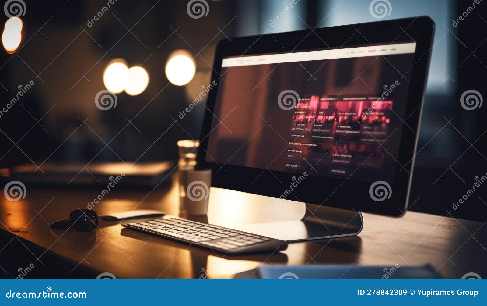 Modern Office Technology Computer, Monitor, Keyboard, Mouse, and Data ...