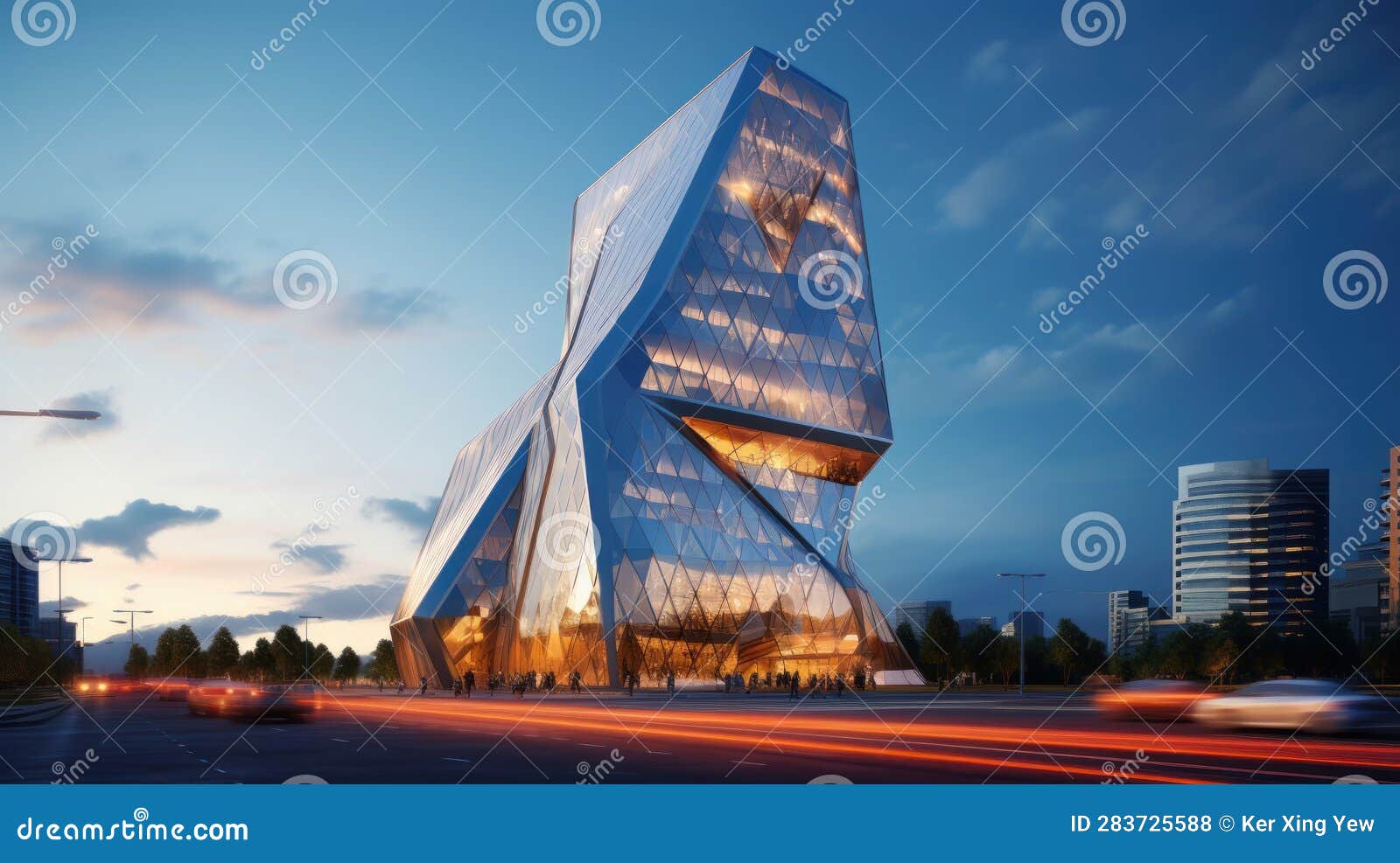 Modern Office Tower with Dynamic and Geometric External Stock ...