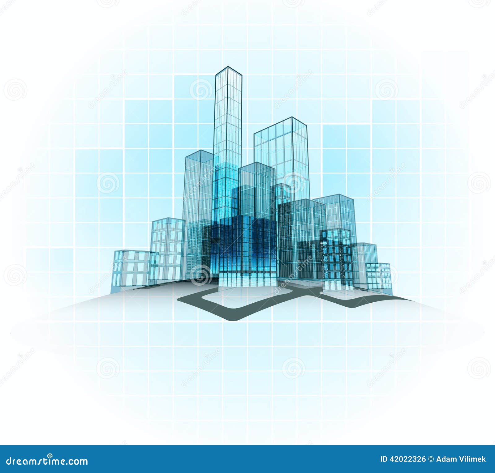 Modern Office Vector City District with Grid Background Vector Stock ...