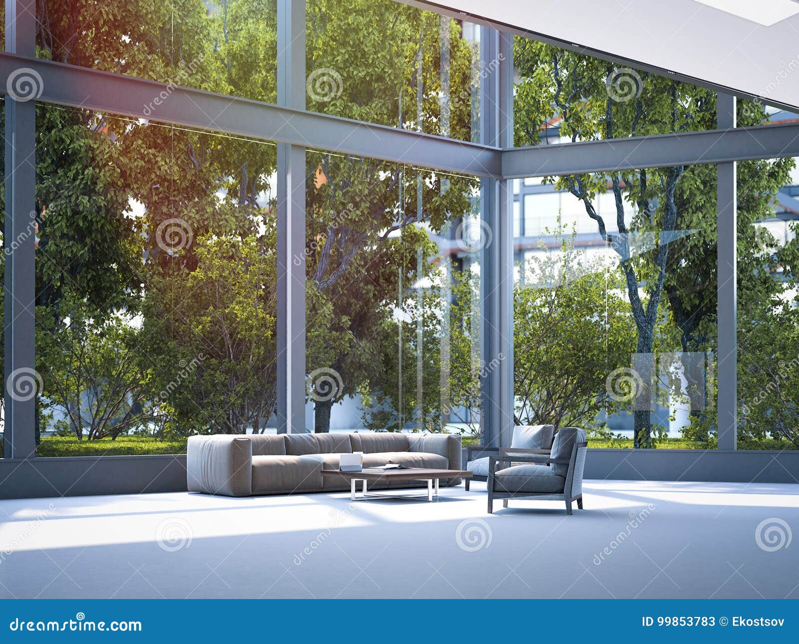 Modern Office Waiting Area. 3d Rendering Stock Illustration ...