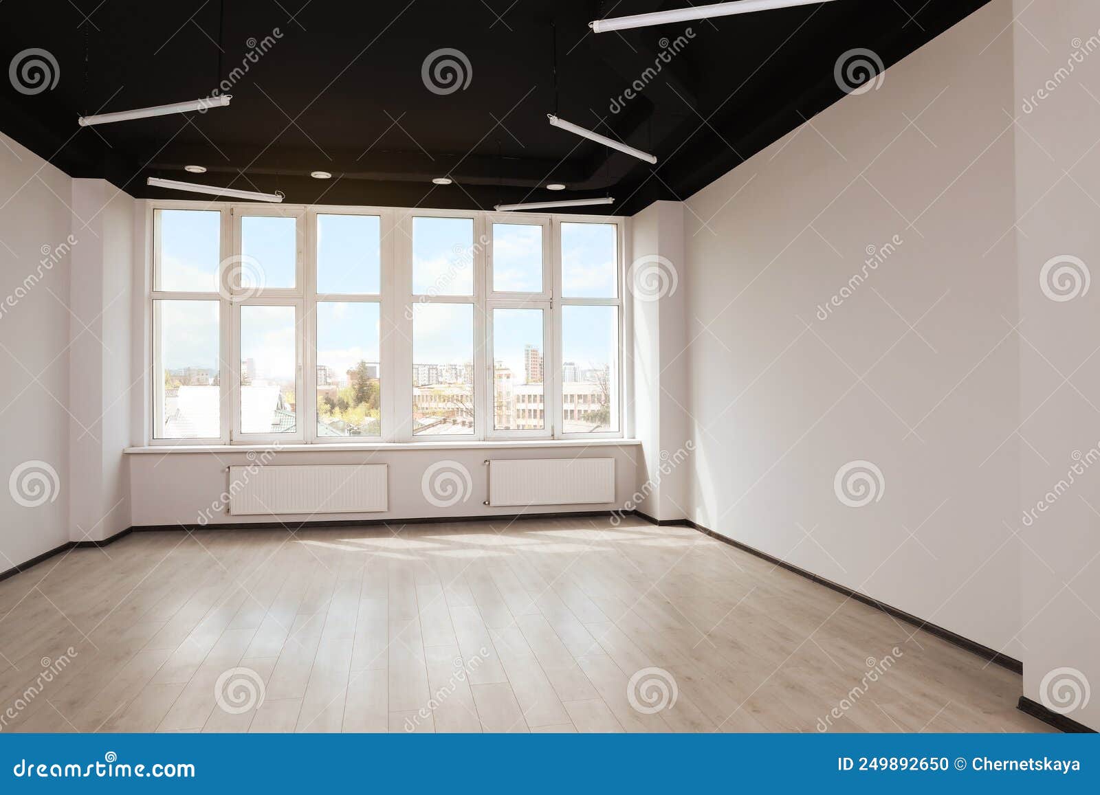 Modern Office with Window and Radiators. Interior Design Stock Photo ...