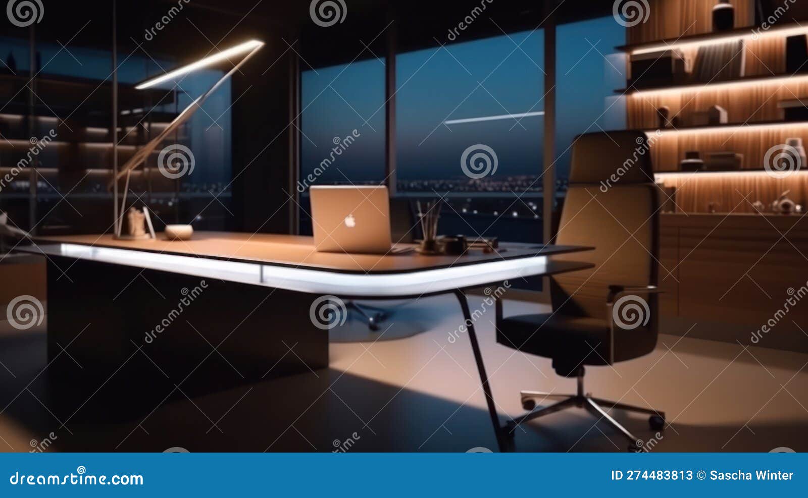 Modern Office Work Situation in Crystal-Clear Focus Stock Illustration ...