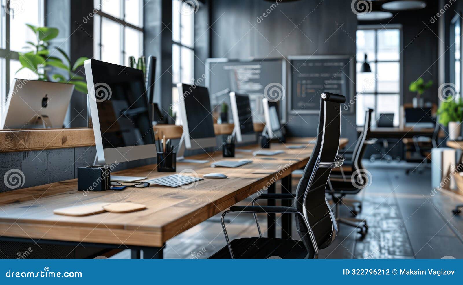 Modern Office Workspace with Computers and Chairs, Generative AI Stock ...
