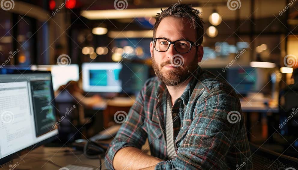 A Skilled Coder Thrives In A Modern Office Environment Focusing On Programming And Technology