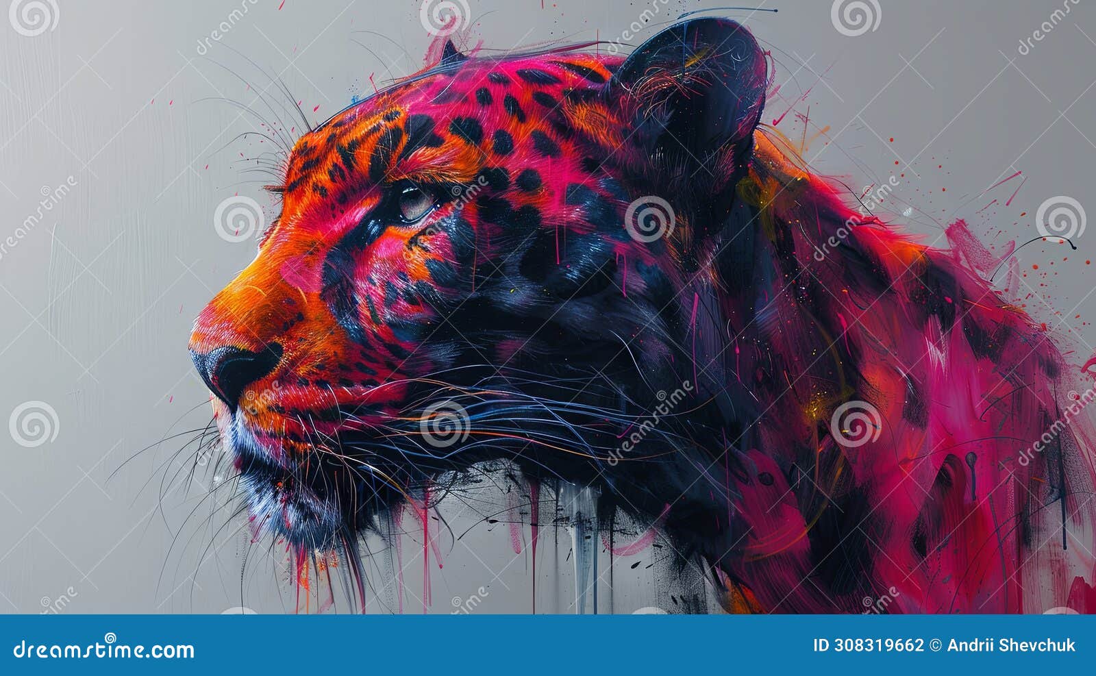 Modern Oil Painting of Leopard, Art, Abstract Stock Illustration ...