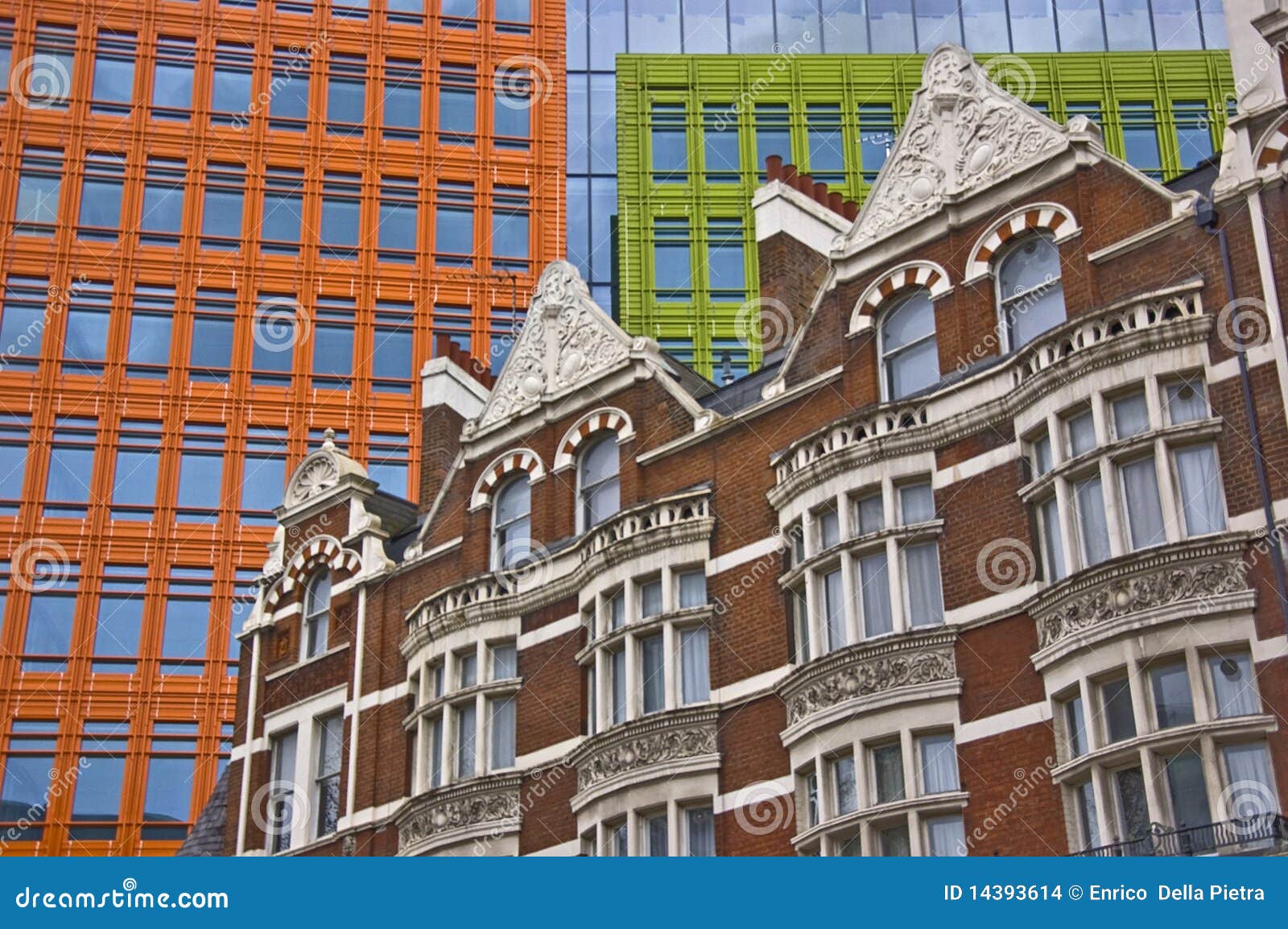 Modern and old buildings stock photo. Image of glass - 14393614