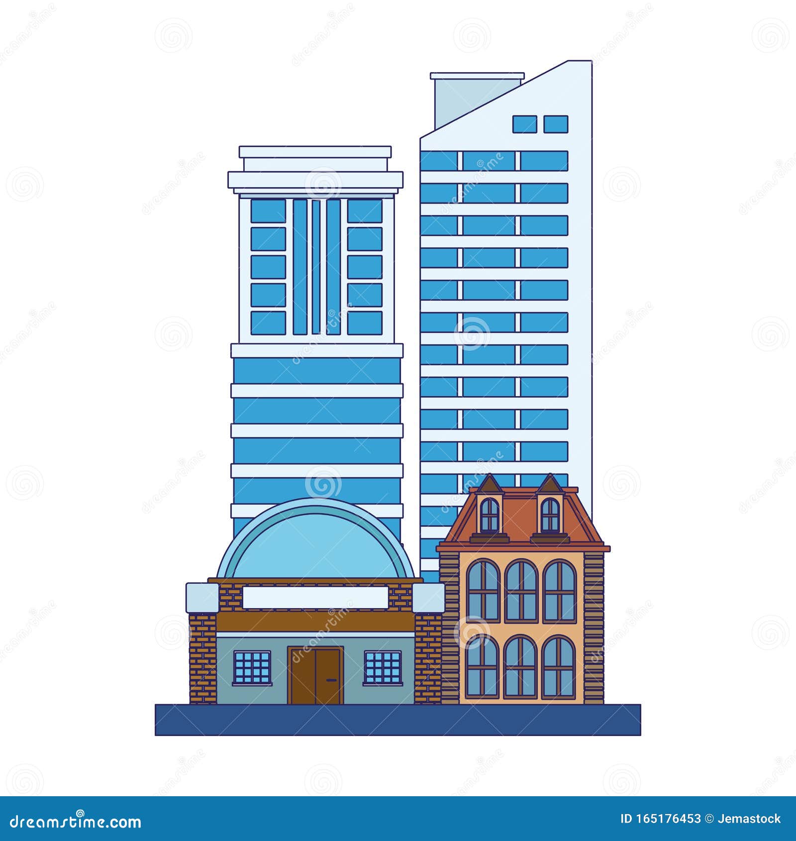 Modern and Old Buildings Icon, Flat Design Stock Vector - Illustration ...