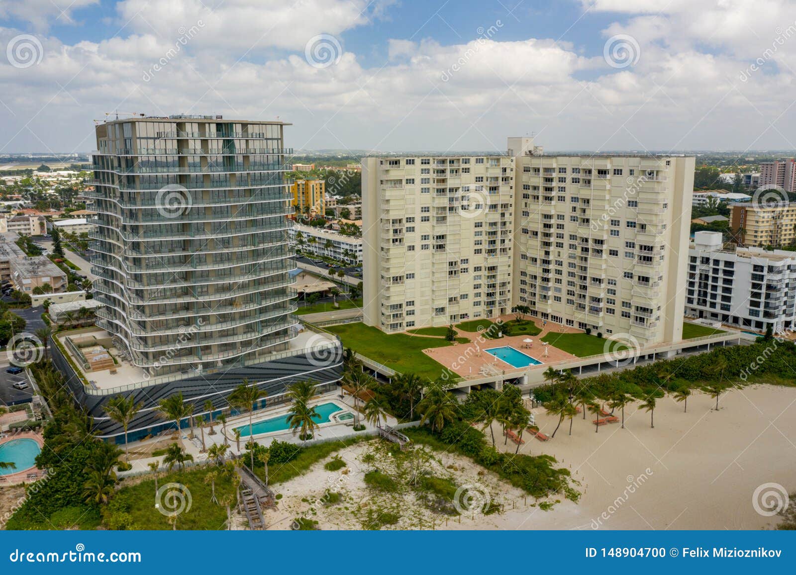 Modern and Old Condominiums Pompano Beach FL Stock Photo - Image of ...