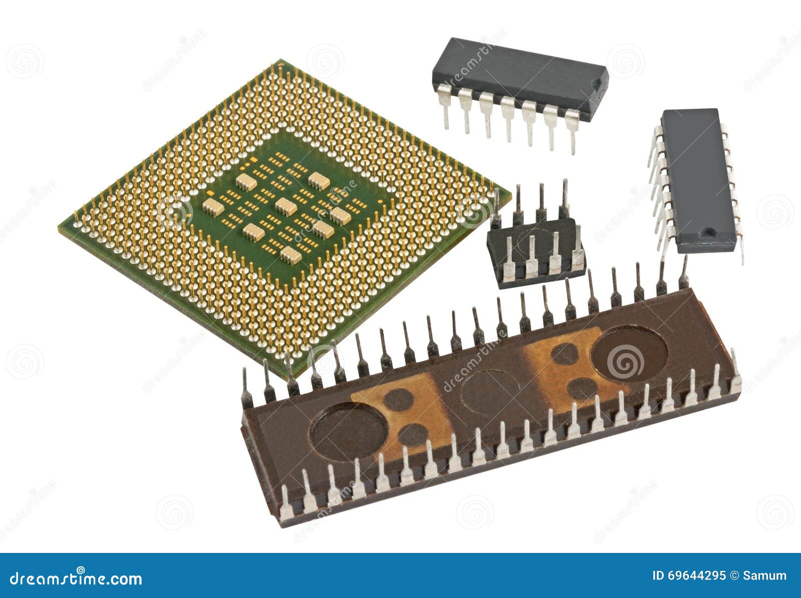 Modern and old CPU stock image. Image of computer, green - 69644295