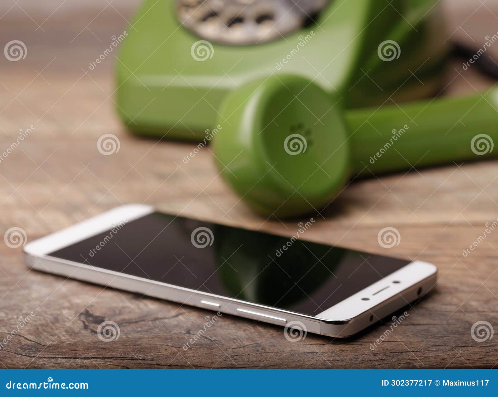 Modern and Old Phone on the Table Stock Image - Image of compact ...
