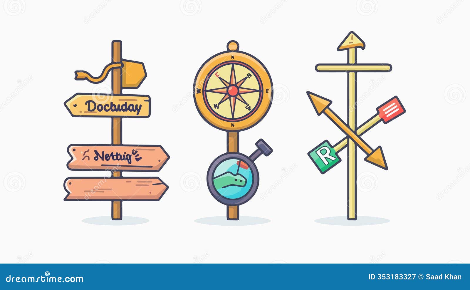 Modern One-Line Way Direction Illustration Set Stock Vector ...