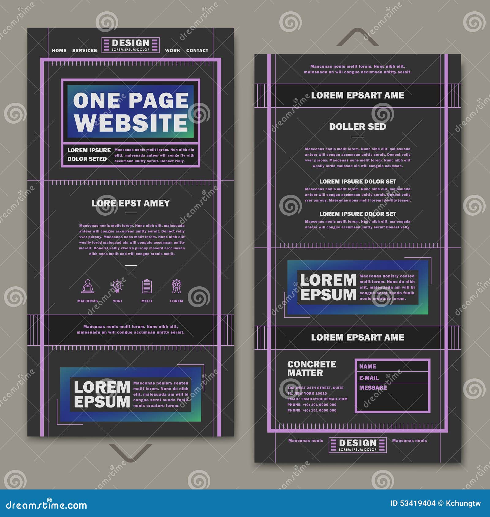 Modern One Page Website Template Design Stock Vector - Illustration of ...