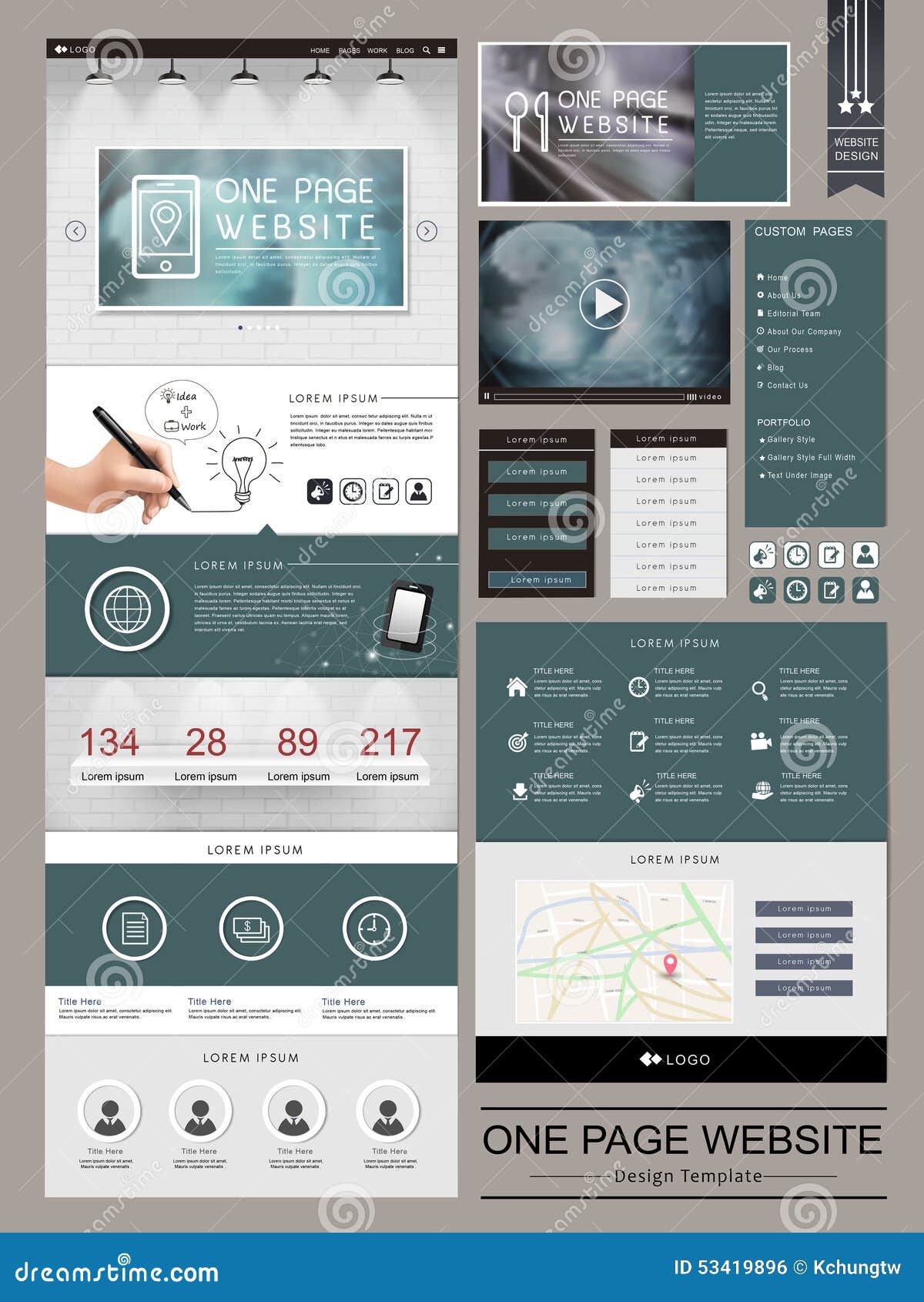 Modern One Page Website Template Design Stock Vector - Illustration of ...