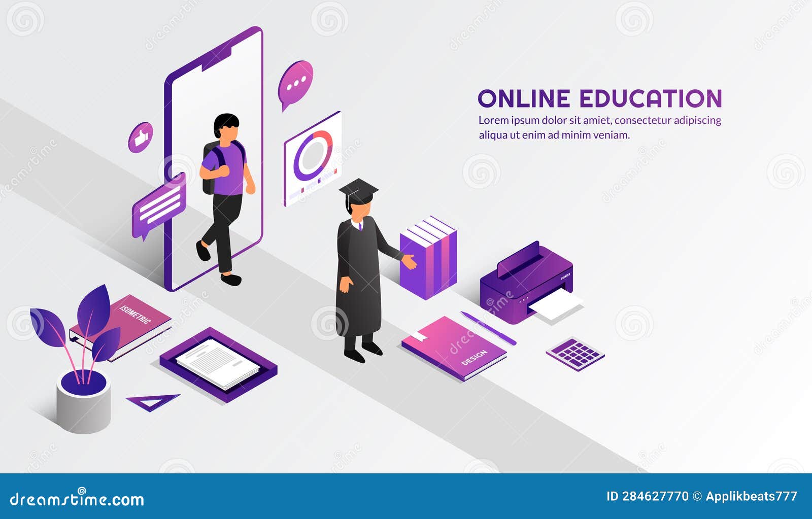 Modern Online Education Concept, Learn Form Home by E-learning Course ...