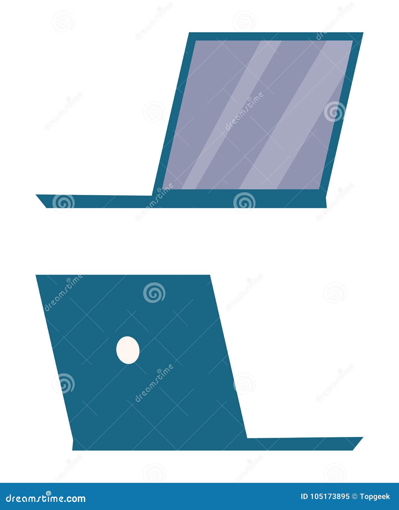 Modern Open Laptop Back and Side View Vector Icon Stock Vector ...