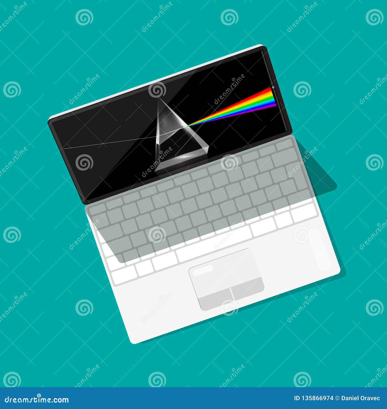 Modern Open Laptop Computer with Prism on Screen. Stock Vector ...