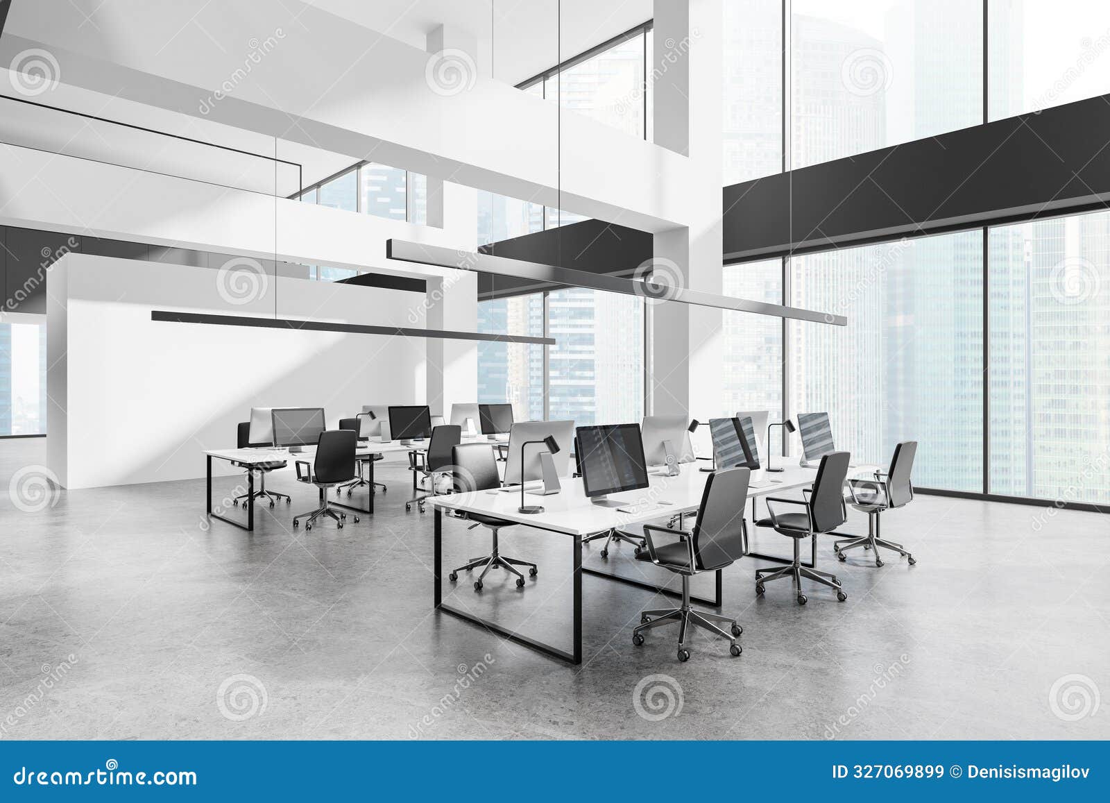 Modern Open-plan Office Space with Computers and Chairs. Stock ...