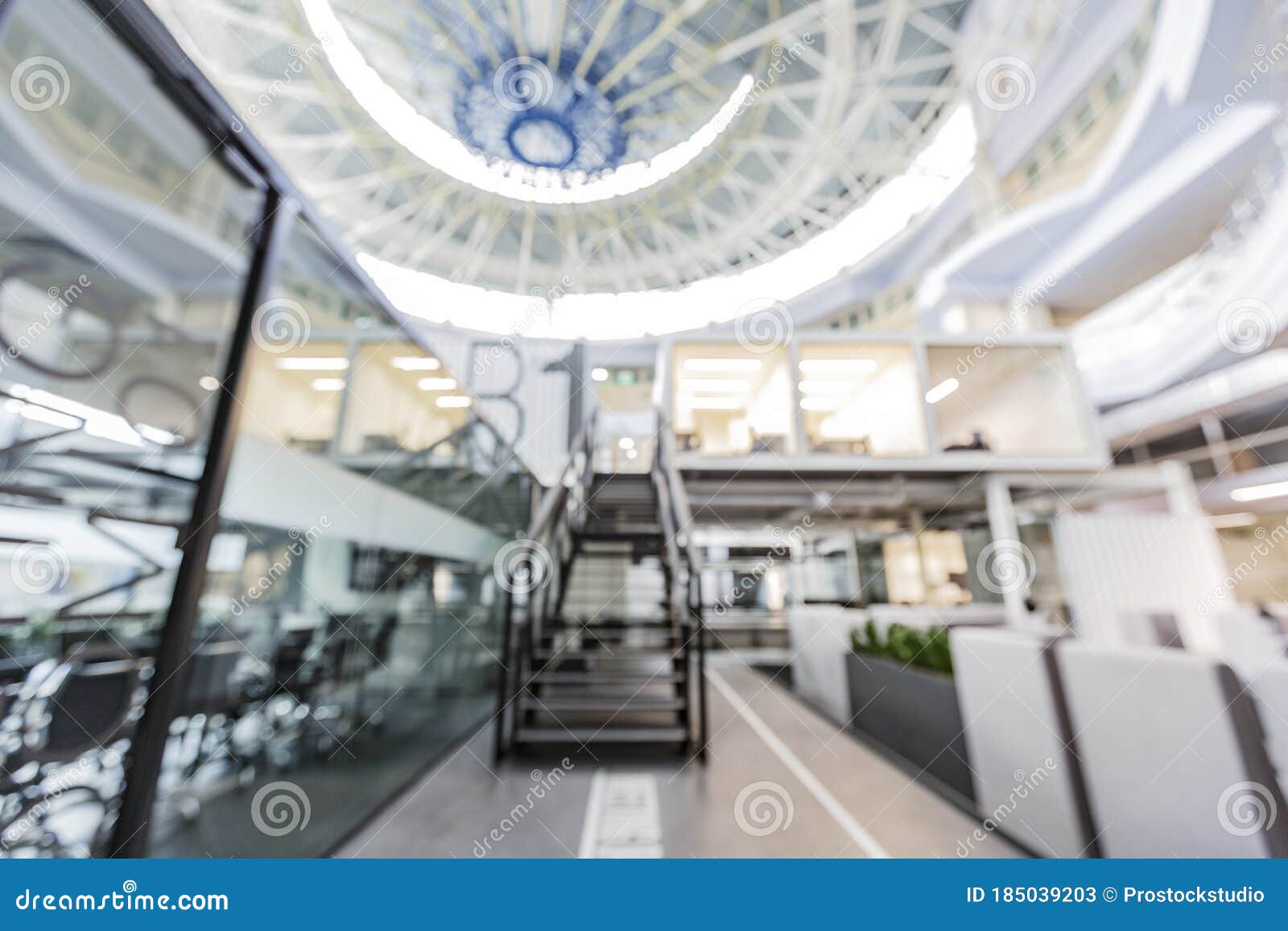 Modern Open Space Office with High Ceilings and Dome Stock Image ...