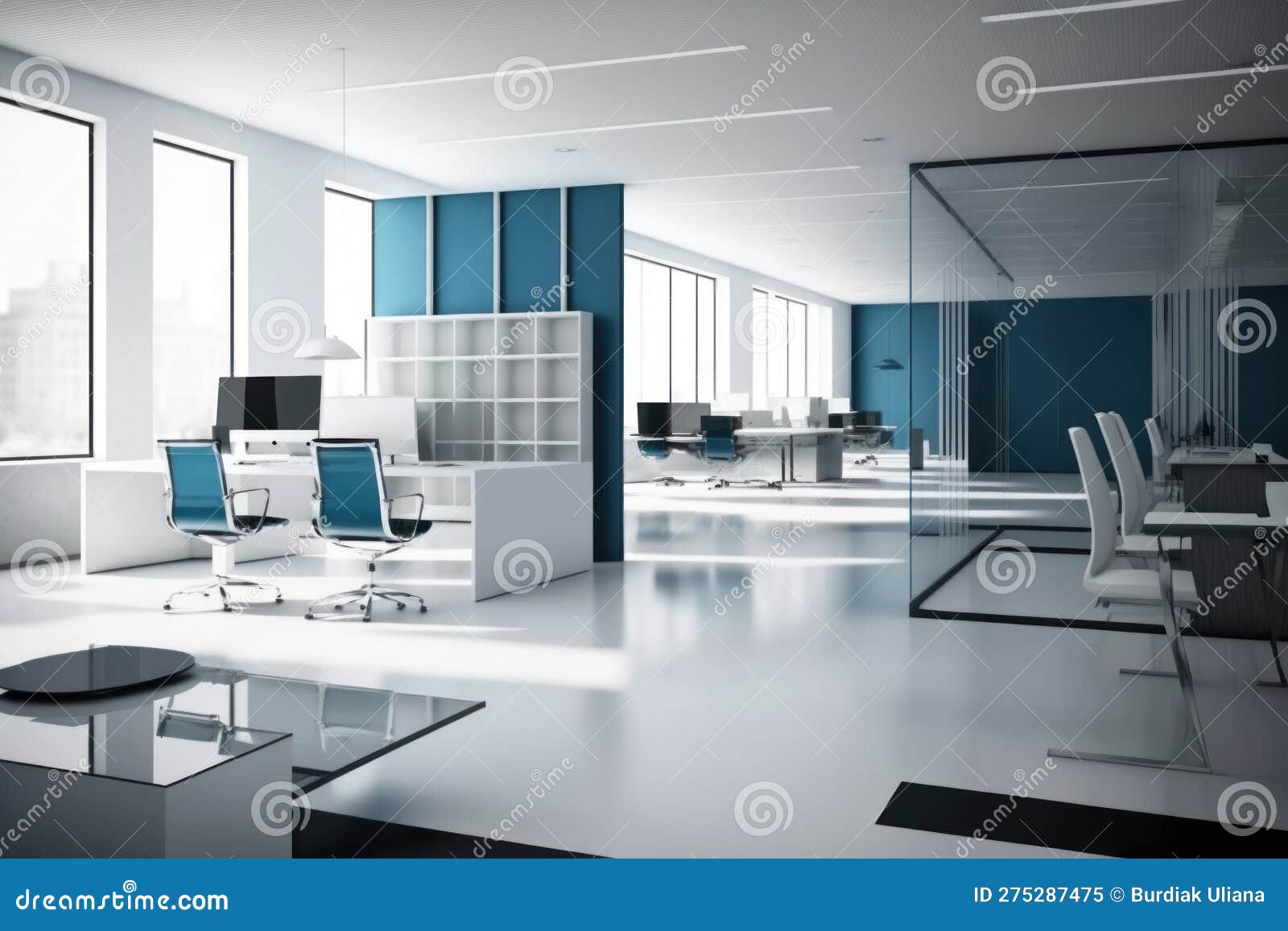 Modern Open Space Office Interior. Generative AI Stock Illustration ...