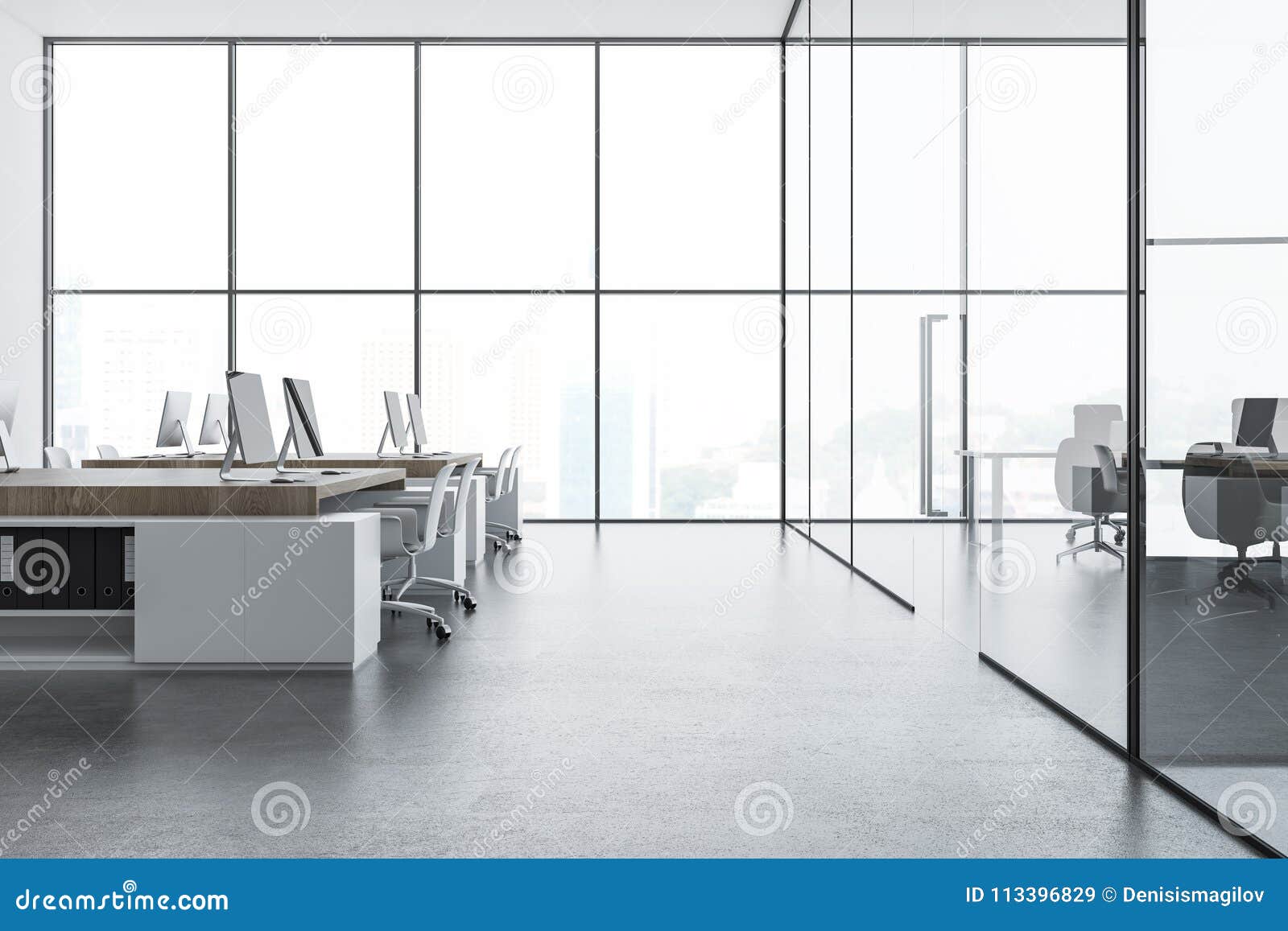 Open Space Office Interior Side View Stock Illustrations – 865 Open ...