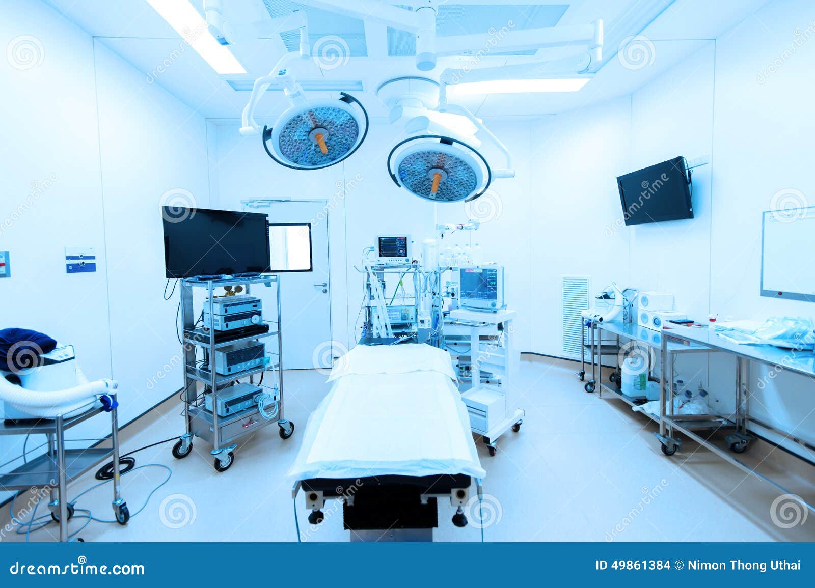 Modern Operating Room Take with Blue Filter Stock Photo - Image of ...