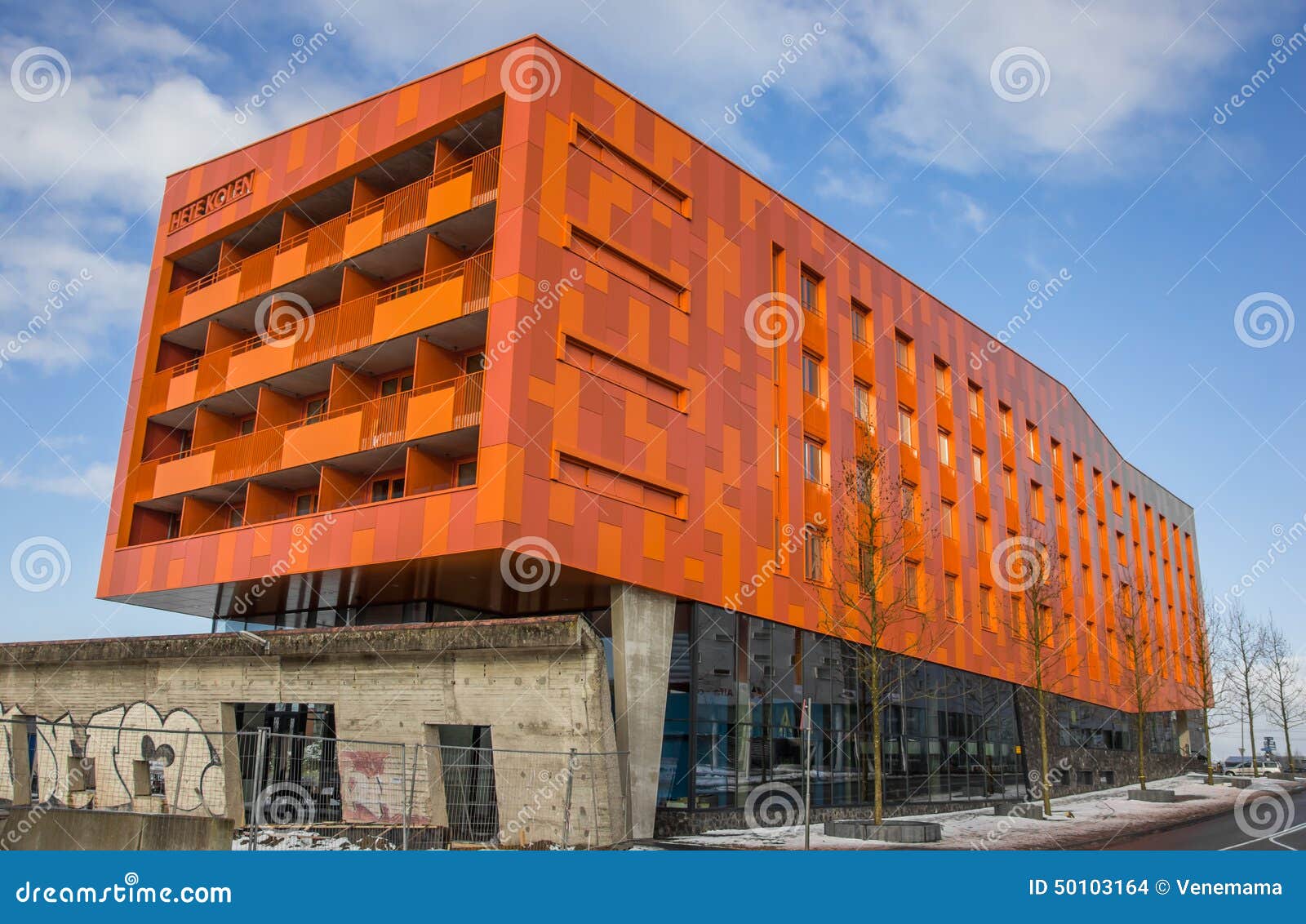Modern Orange Appartment Building in Groningen Editorial Stock Image ...