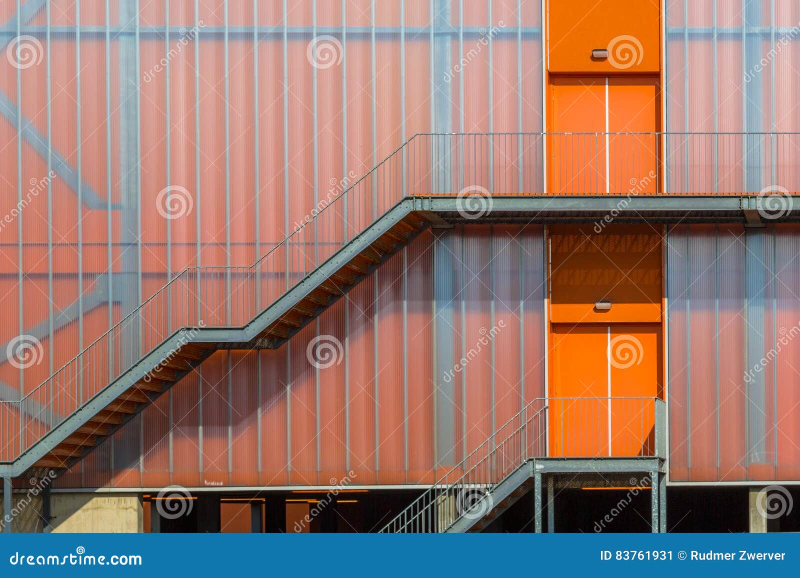 Modern Orange Building Exterior Stock Image - Image of feature ...