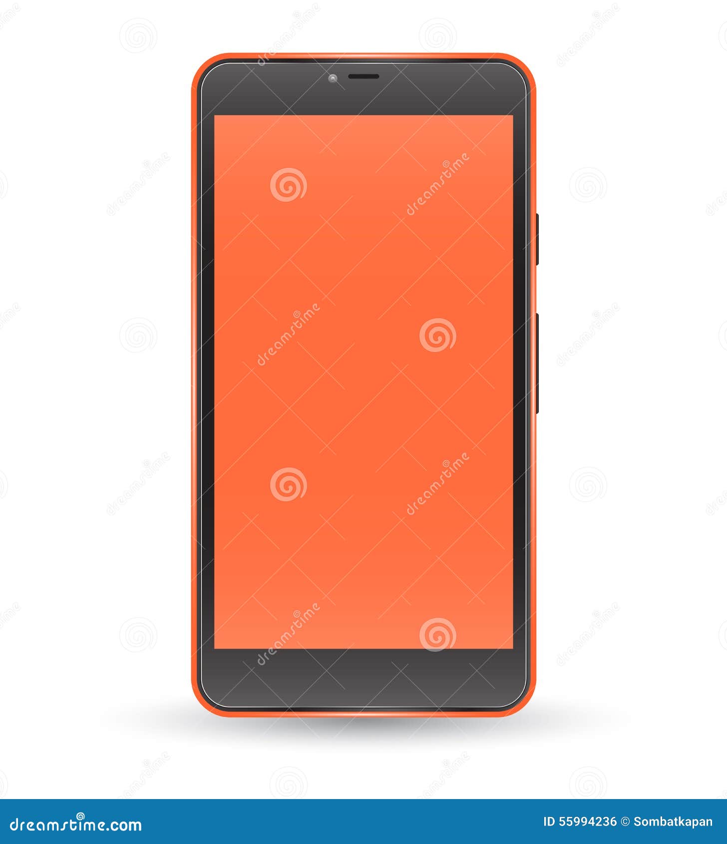 Modern Orange Color Touchscreen Cellphone Stock Vector - Illustration ...