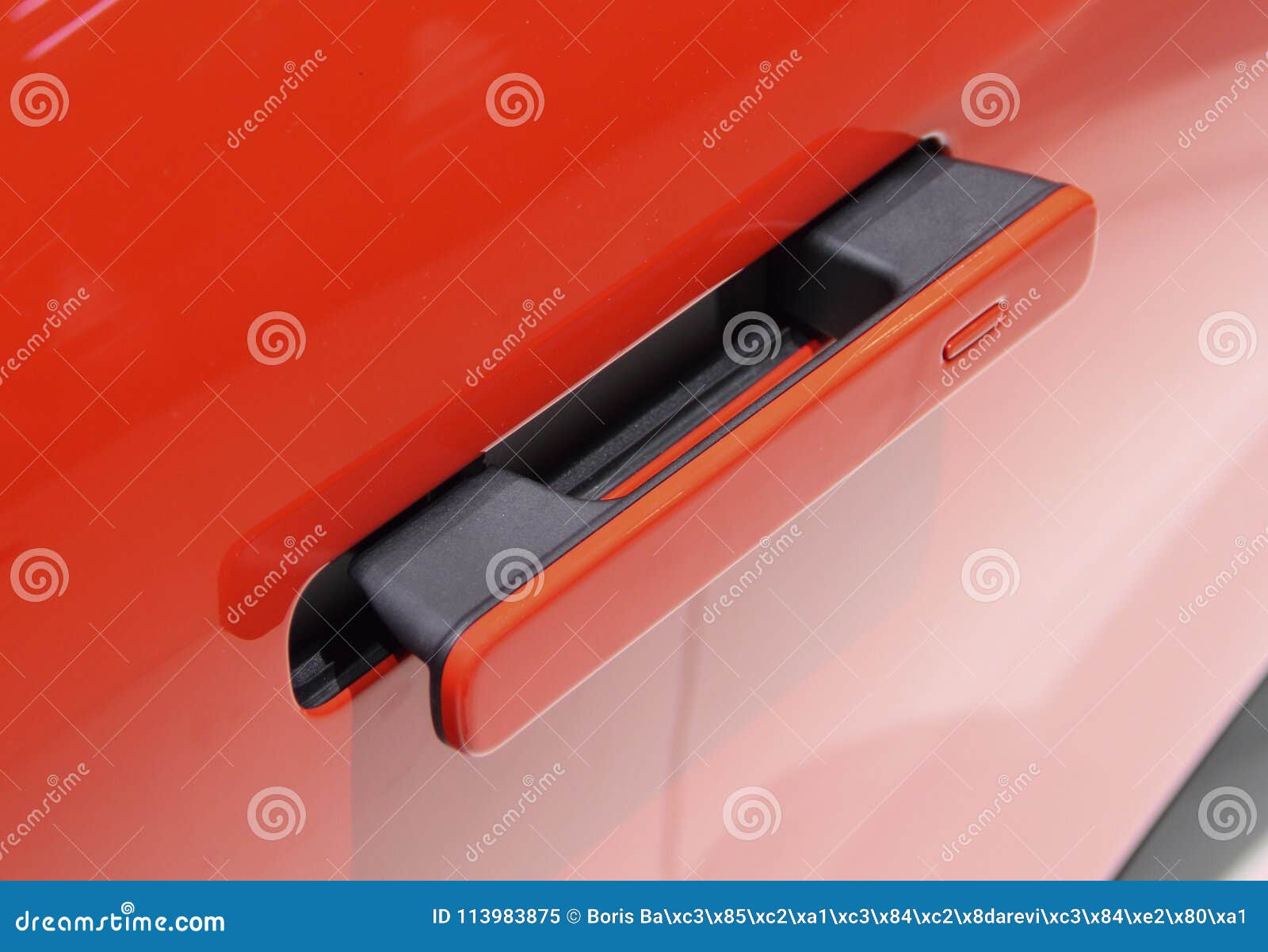 Modern Orange Door Handle Taken from Right. Stock Image - Image of ...