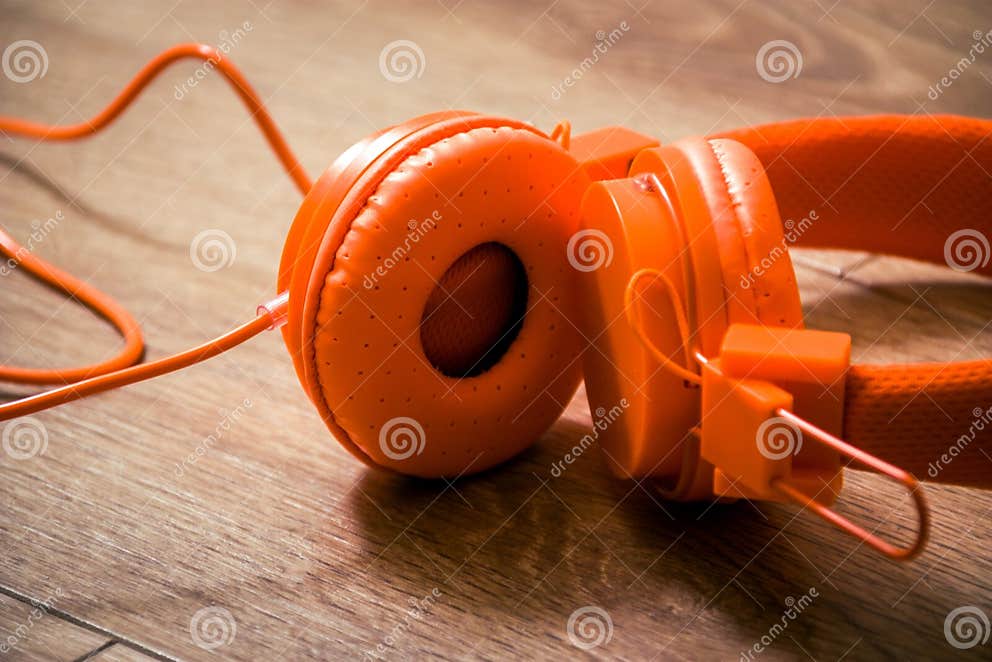 Modern Orange Headset Headphones Stock Image - Image of mobility ...