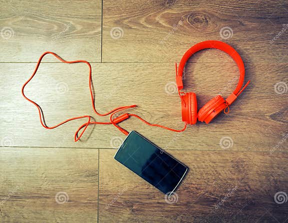 Modern Orange Headset Headphones Stock Image - Image of mobility, color ...