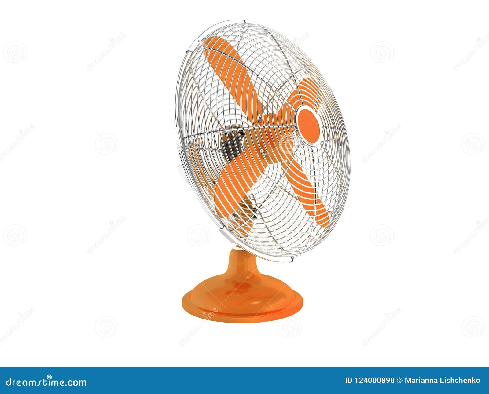 Modern Orange Metal Fan for Cooling Office Front View 3d Rendering on ...
