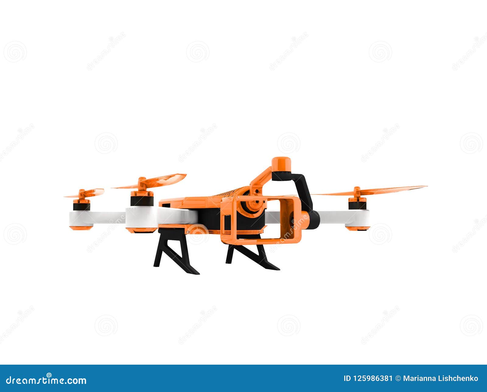 Modern Orange Quadrocopter Drone View Perspective 3d Rendering O Stock ...