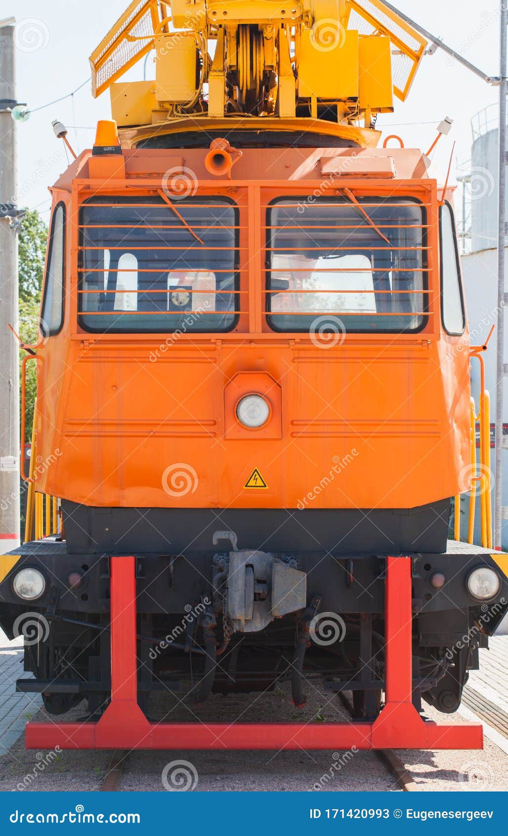 Modern Orange Support Motor-rail Car, Close-up Stock Image - Image of ...