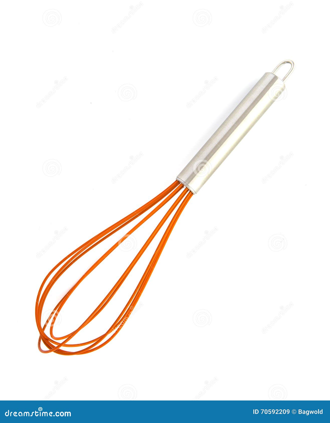 Modern Orange Wisk with Stainless Steel Handle on a White Background ...