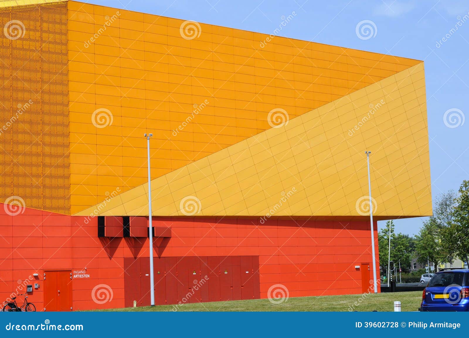 Modern Orange and Yellow Building in Lelystad Stock Photo - Image of ...