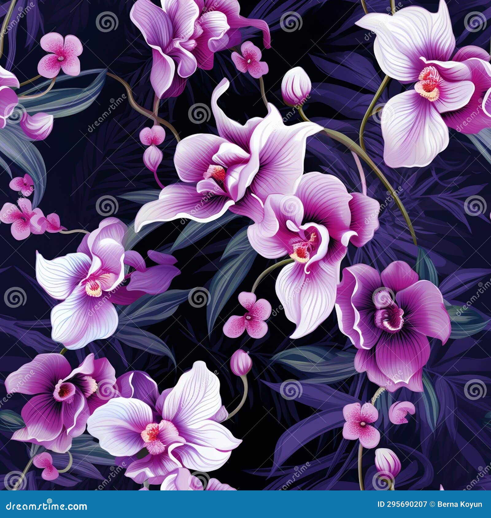 Modern Orchid Pattern for Flyers Stock Illustration - Illustration of ...
