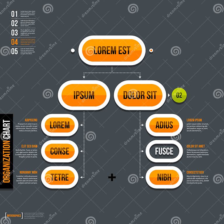 Modern Organization Chart Template in Flat Style on Gray Background ...